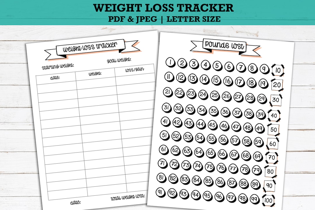 Weight Loss Tracker Printable Weight Loss Planner Weight Loss Chart ...