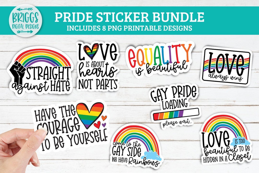 Pride Printable Sticker Bundle | 8 Stickers, Lgbtq Png Stickers, Mama ...