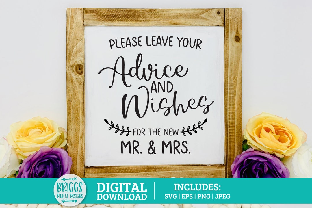 Advice and Wishes Svg | Wedding Sign SVG | Wedding SVG, Rustic Sign Svg ...