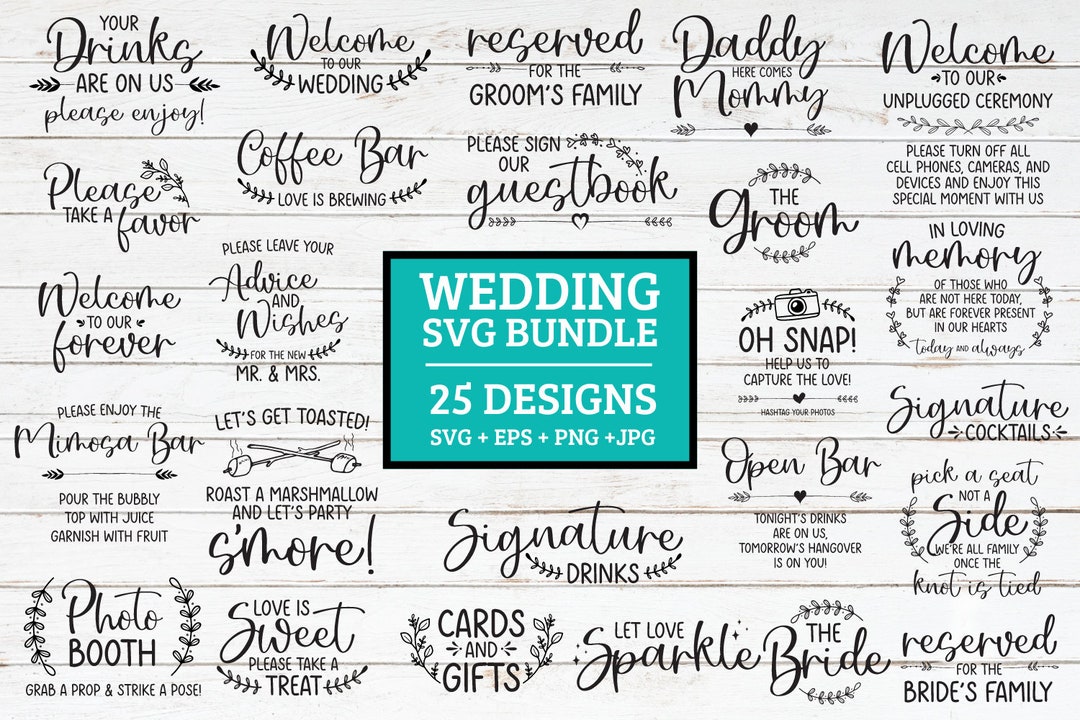 Wedding SVG Bundle | Rustic Wedding Svg, Bride Svg, Cards and Gifts Svg ...