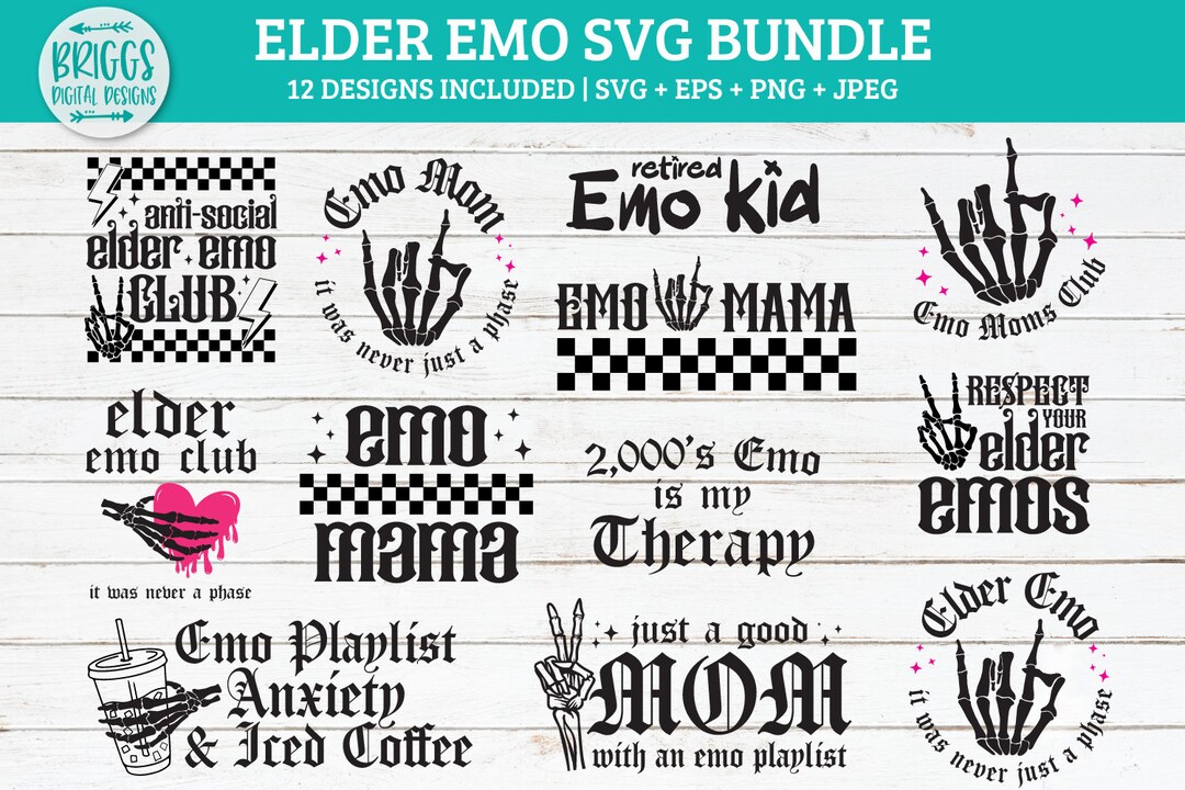 Elder Emo SVG Bundle | Millenial Svg, Elder Emo Club Svg, Emo Mom Svg ...