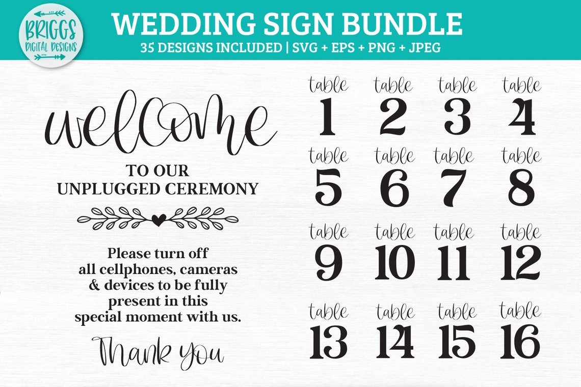 Wedding Sign SVG Bundle Wedding Bundle Rustic Wedding Svg - Etsy