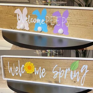 Reversible Welcome PEEPS, Weclome Spring Wood Sign / Easter / Spring ...