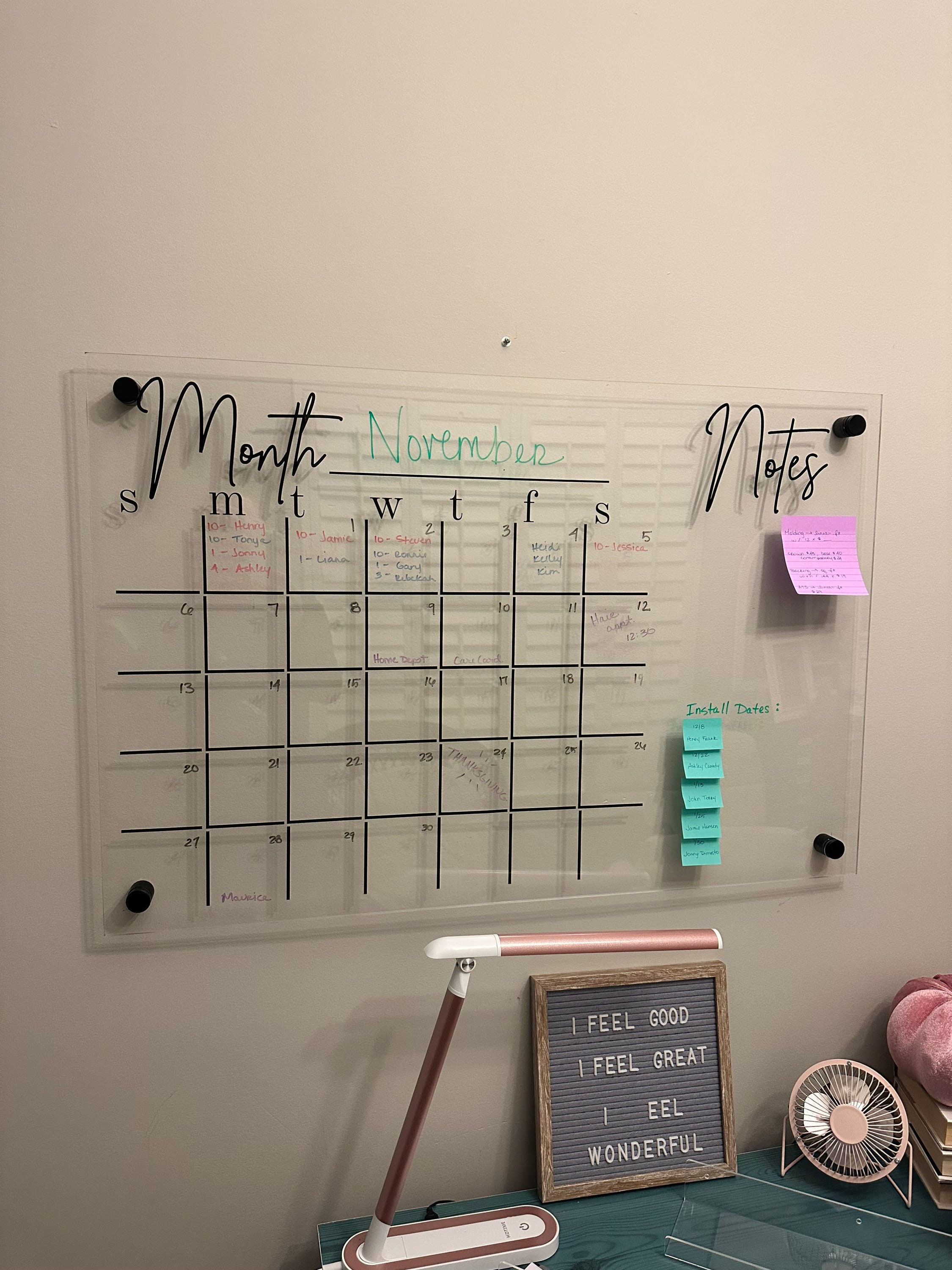 Acrylic Signs / Monthly Calendar / Weekly Calendar / Family Planner ...