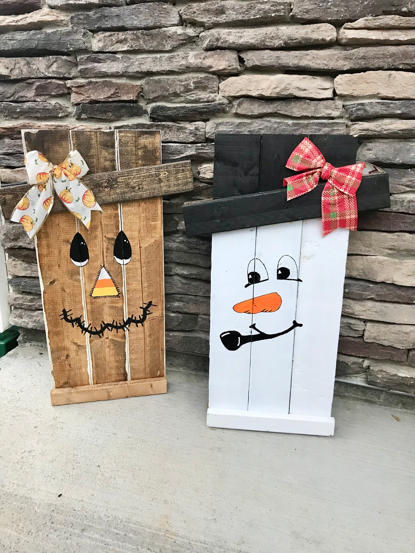 Scarecrow / Snowman Reversible / Rustic Wood / Plank Wood / - Etsy