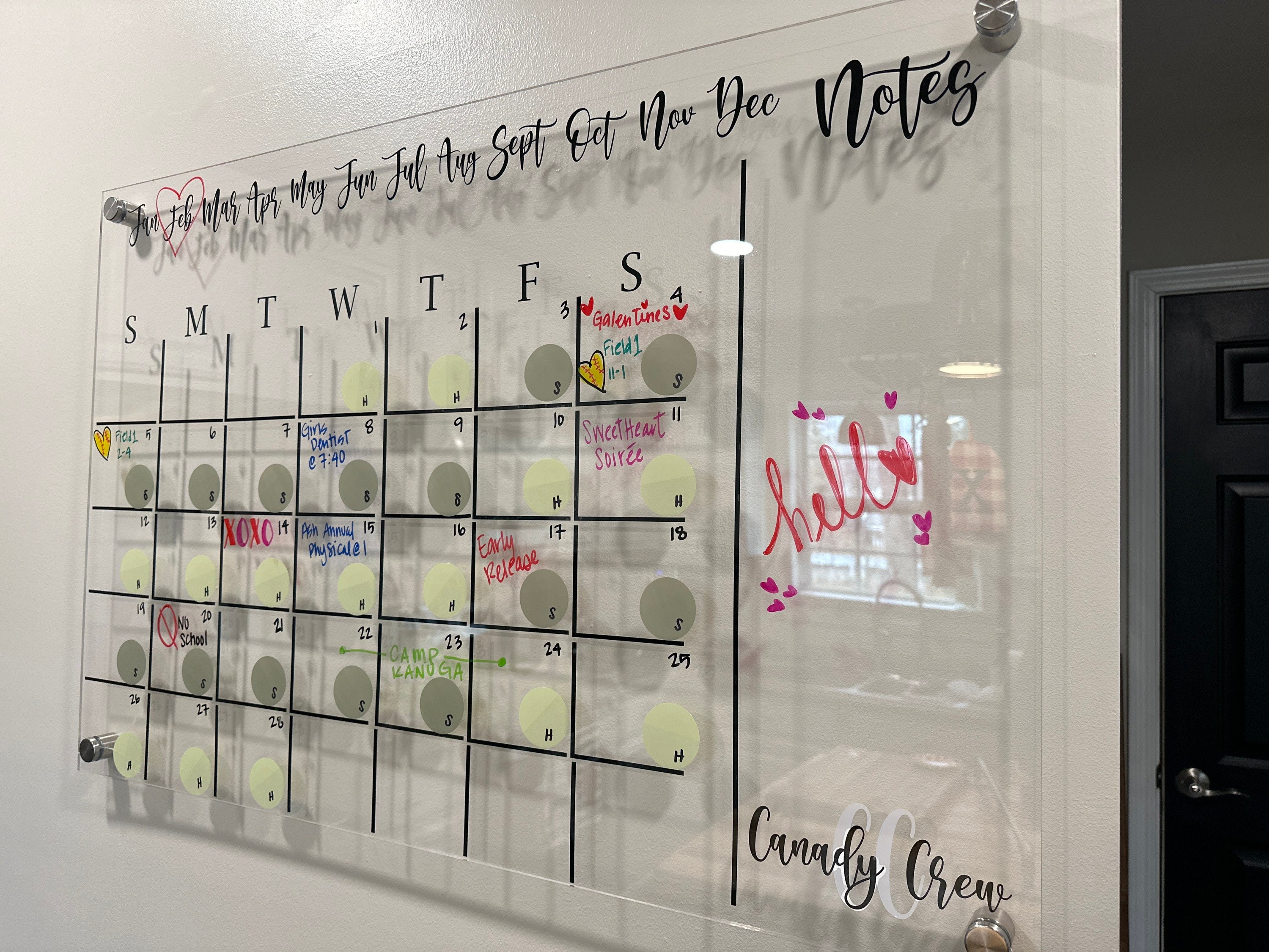 Acrylic Signs / Monthly Calendar / Weekly Calendar / Family Planner ...