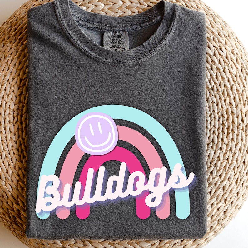 Rainbow Bulldog Mascot PNG - Etsy