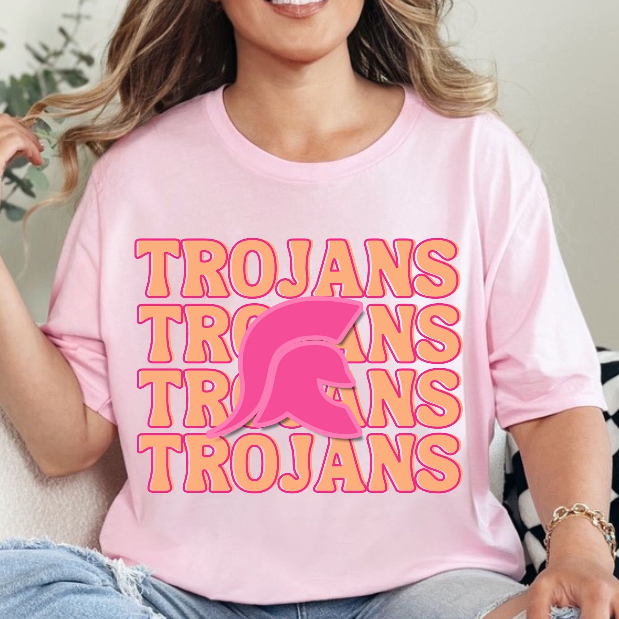 Pink and Orange Trojan Mascot PNG - Etsy