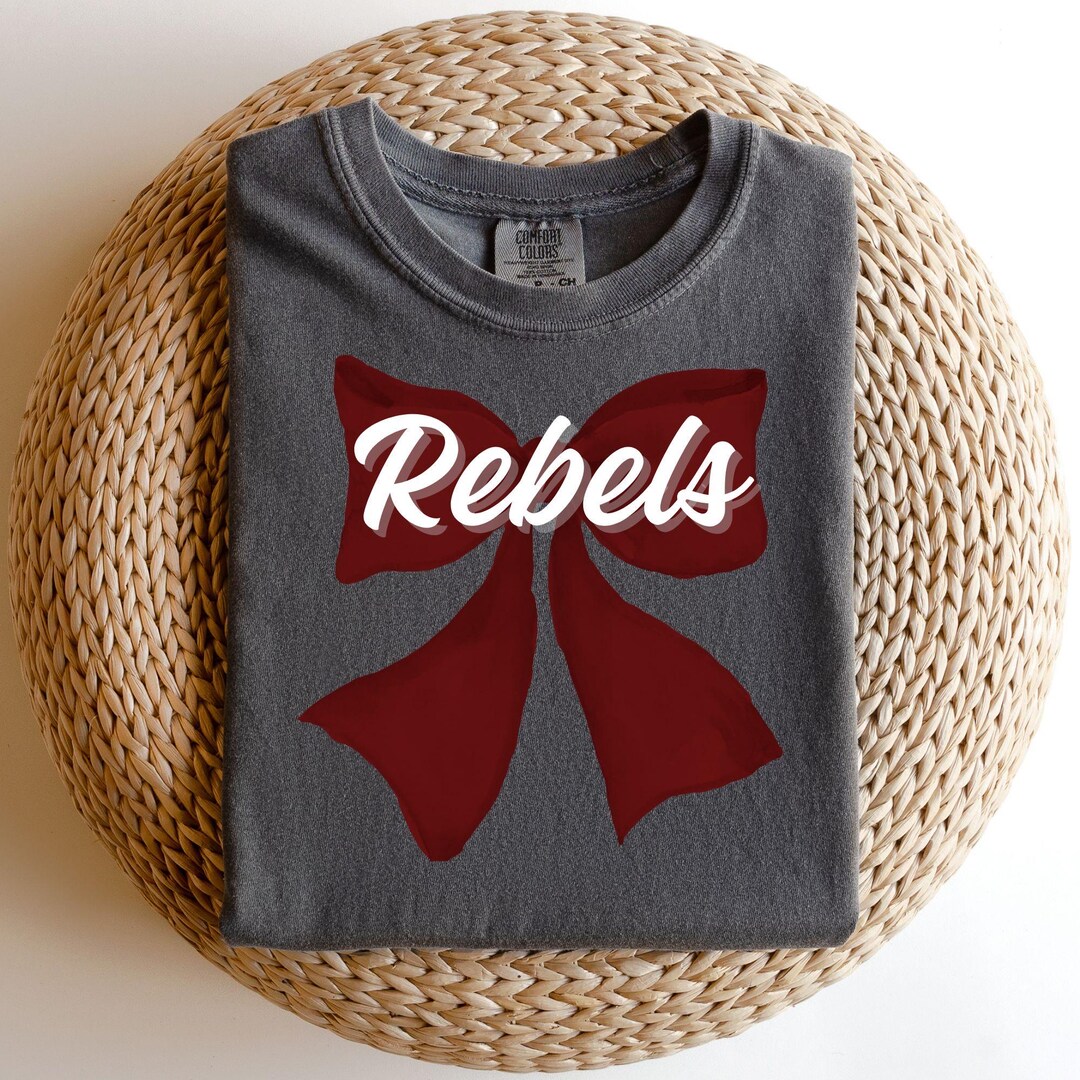 Preppy Maroon Rebels Bow PNG - Etsy