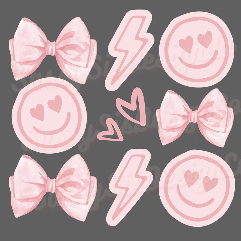 Girly Bow Smiley PNG - Etsy