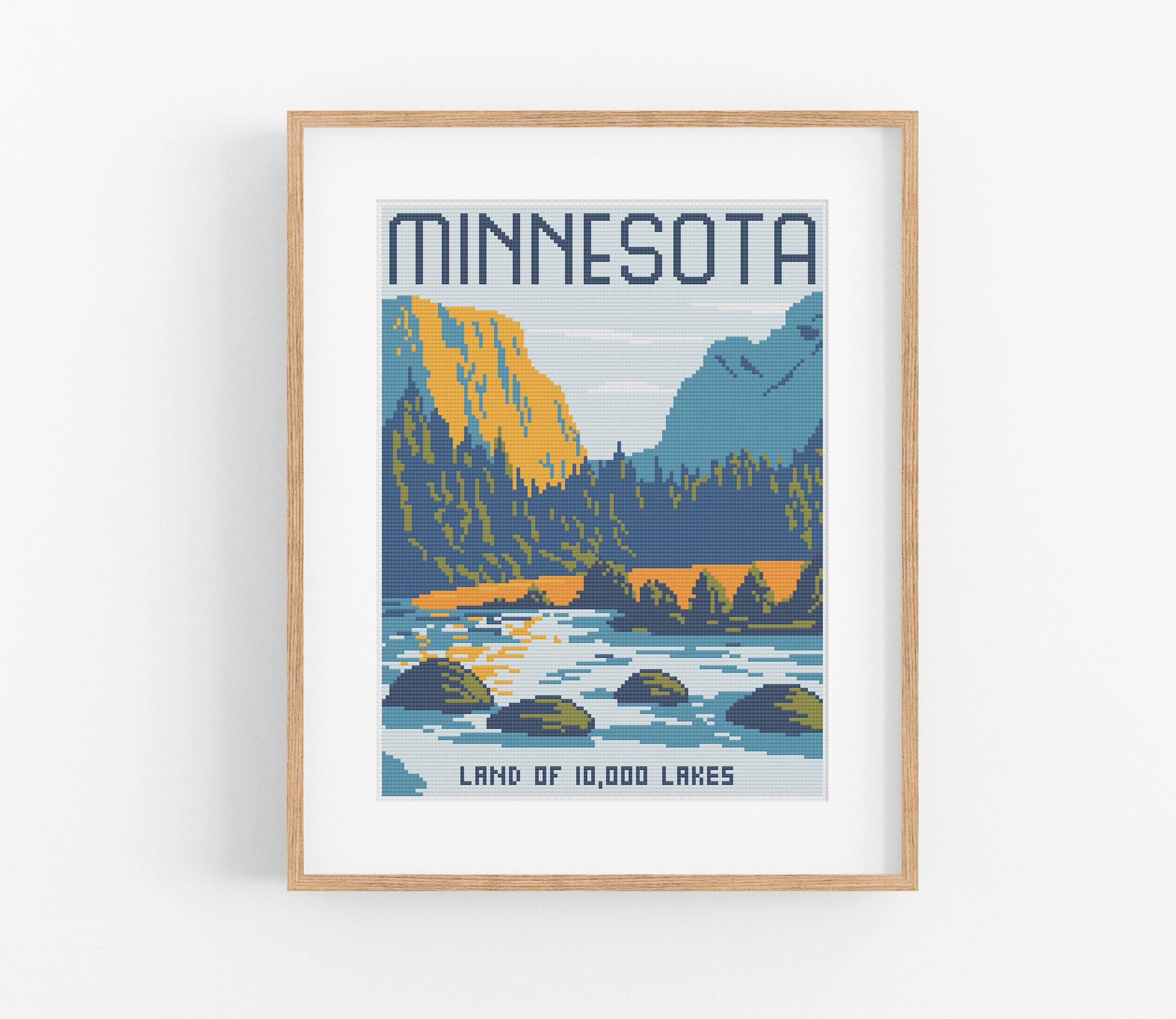 Vintage Travel Minnesota Cross Stitch Pattern Vintage Style - Etsy