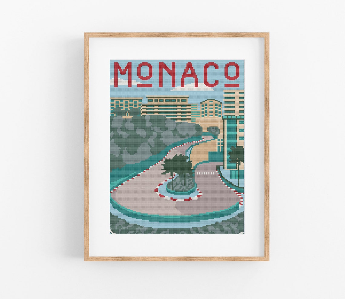 Vintage Travel Monaco Cross Stitch Pattern - Europe Cross Stitch ...