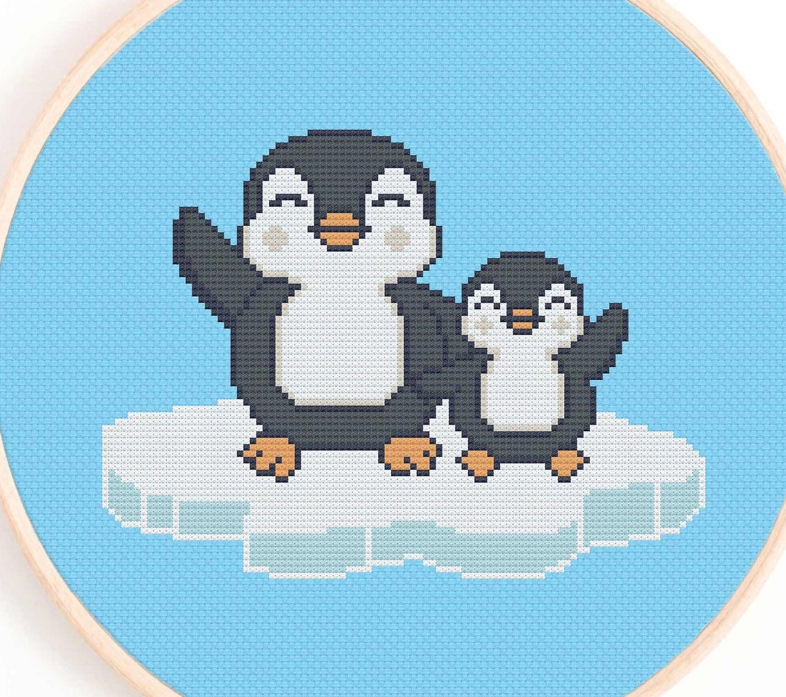 Happy Penguins Cute Animal Cross Stitch Pattern Penguins - Etsy