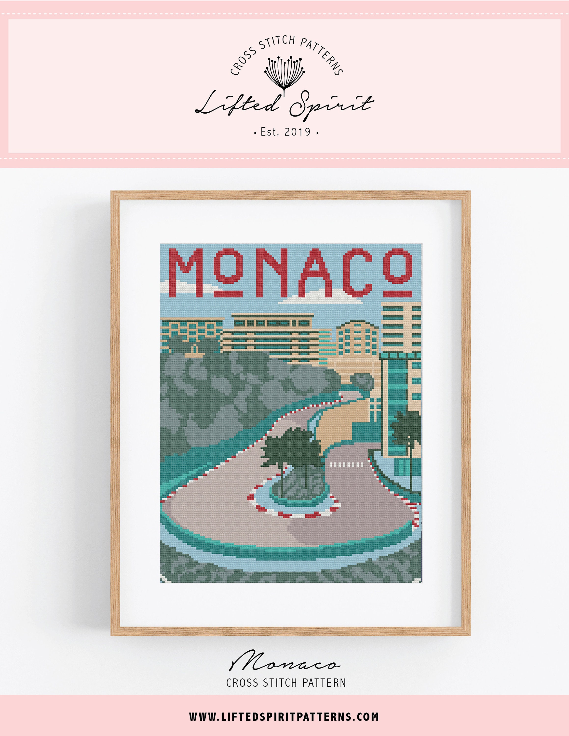 Vintage Travel Monaco Cross Stitch Pattern - Europe Cross Stitch ...