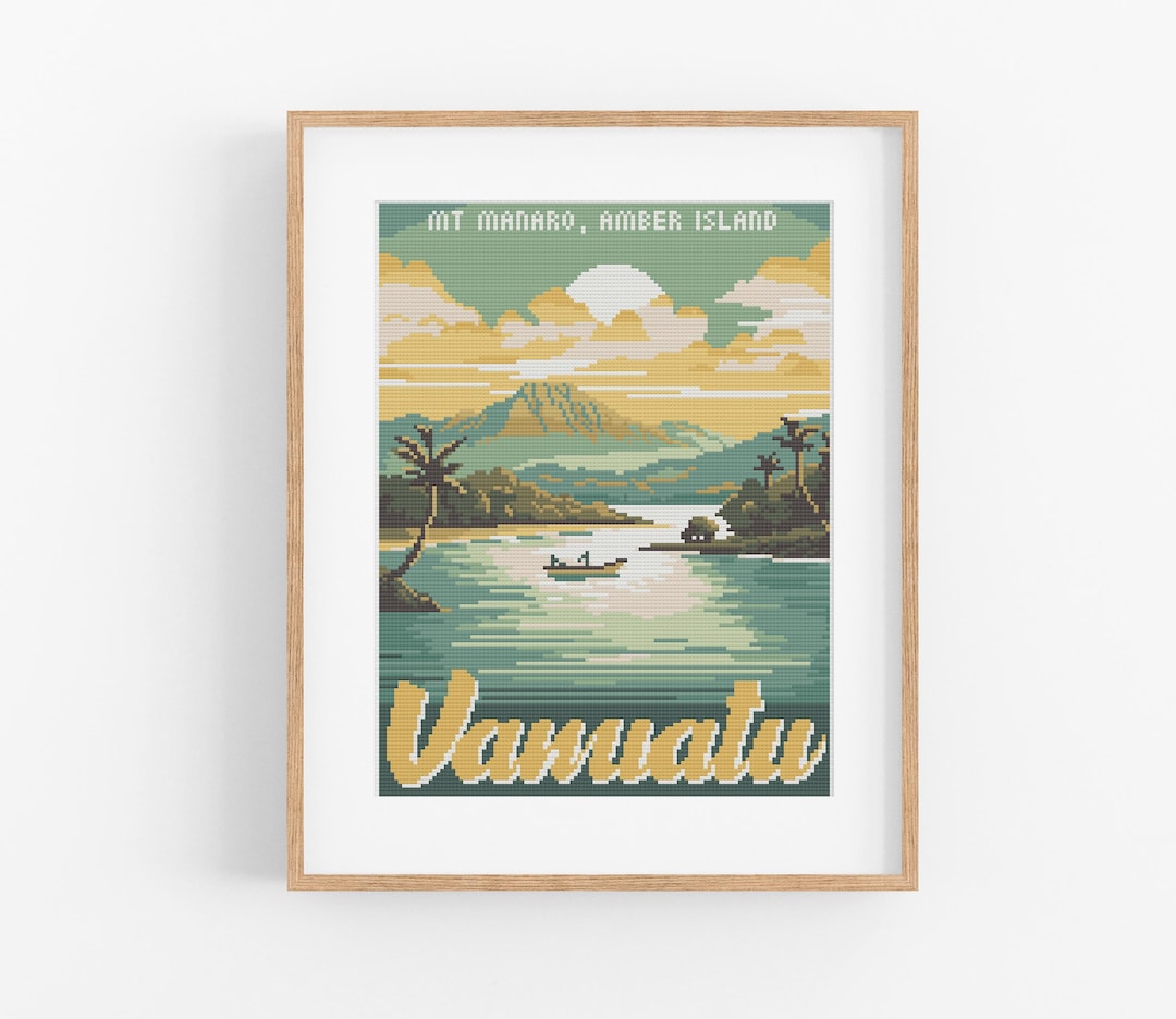 Vintage Vanuatu Travel Poster Cross Stitch Pattern (PDF Download) - Etsy