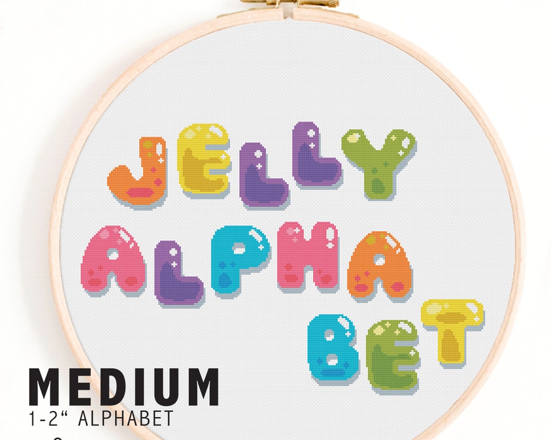 Jelly Alphabet - Full Alphabet Cross Stitch Pattern - Colorful Cross ...
