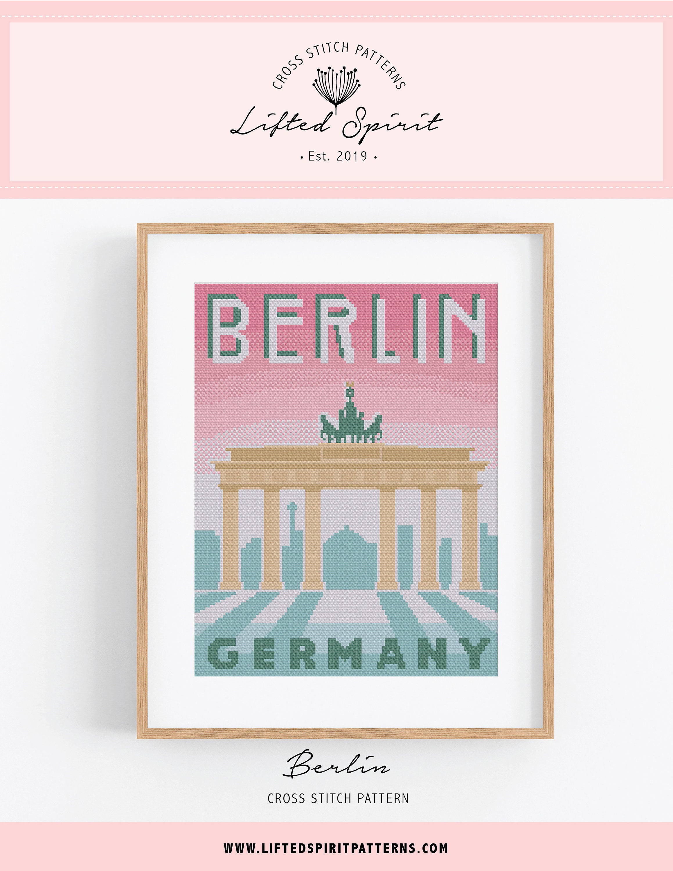 Vintage Travel Berlin Cross Stitch Pattern - Vintage Style Germany ...