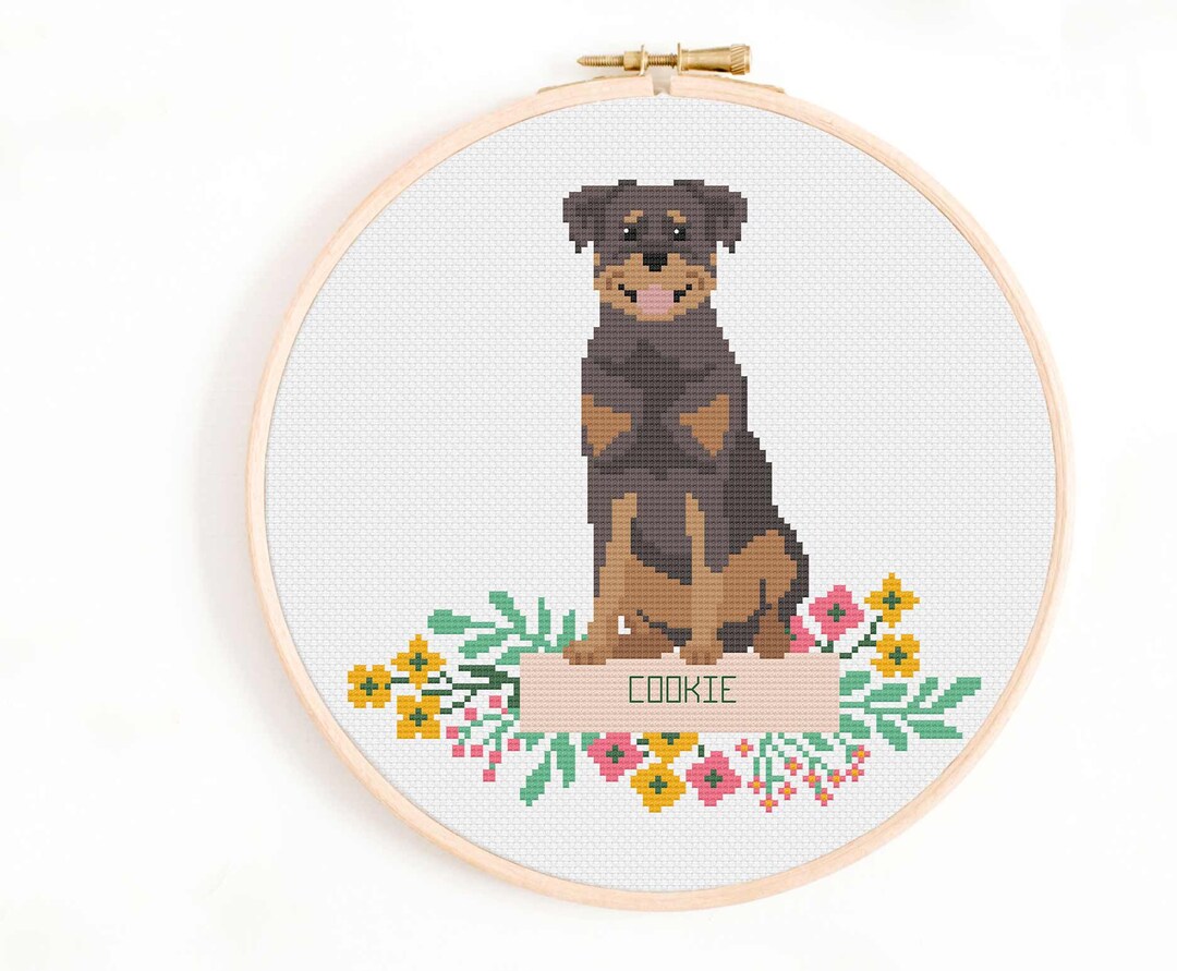 Rottweiler Cross Stitch Pattern: Personalized Dog Nameplate (PDF ...