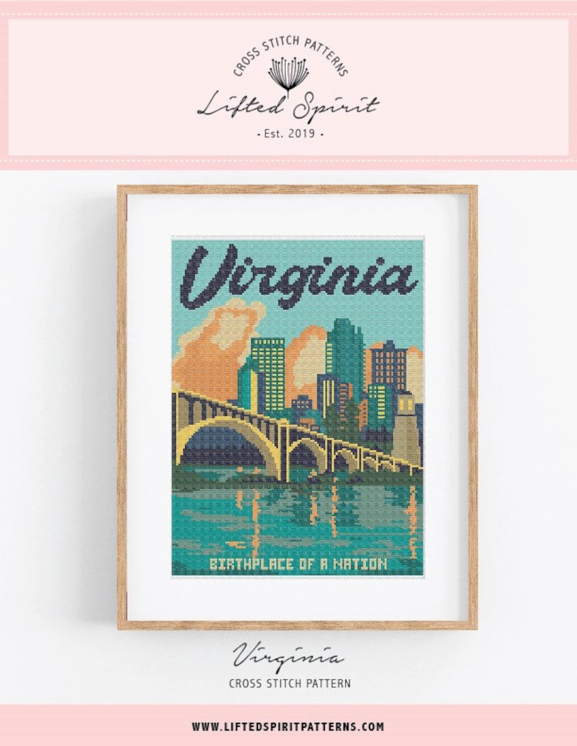 Vintage Travel Virginia Cross Stitch Pattern Vintage Style - Etsy