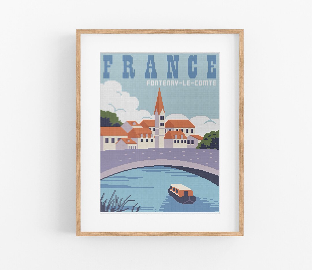 Vintage Travel France Cross Stitch Pattern - Vintage Style France Cross ...