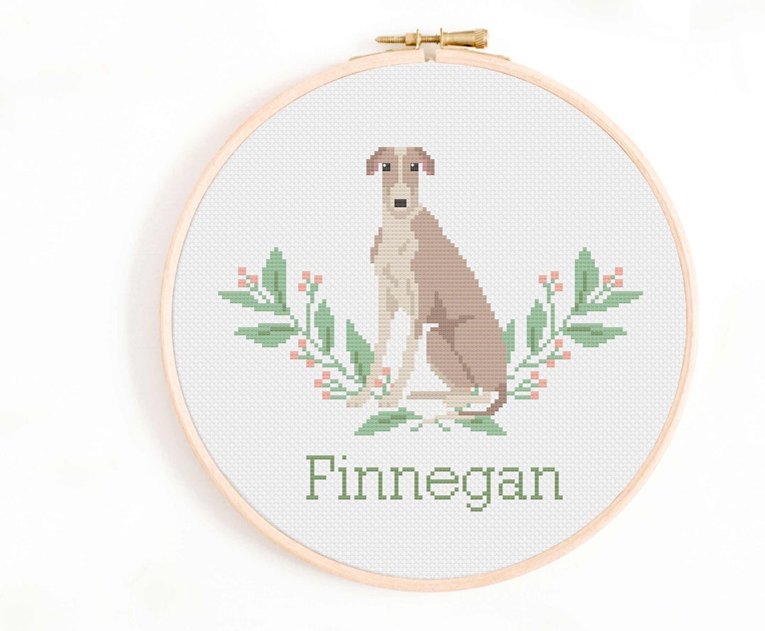Greyhound Cross Stitch Pattern - Personalise Your Own Dog Nameplate ...