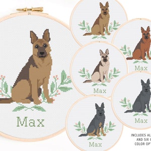 German Shepherd Cross Stitch Pattern - Personalise Your Own GSD ...