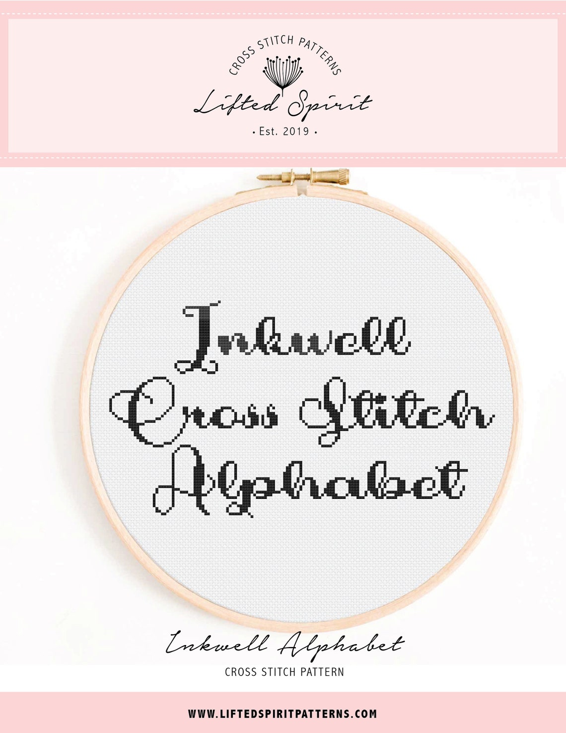 Full Alphabet Cross Stitch Pattern - Calligraphy Cross Stitch Alphabet ...