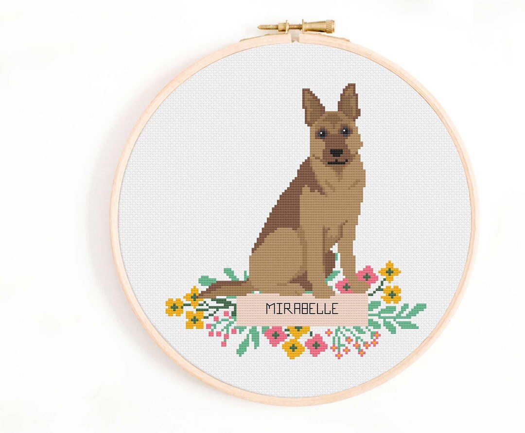 German Shepherd Cross Stitch Pattern - Personalise Your Own GSD ...
