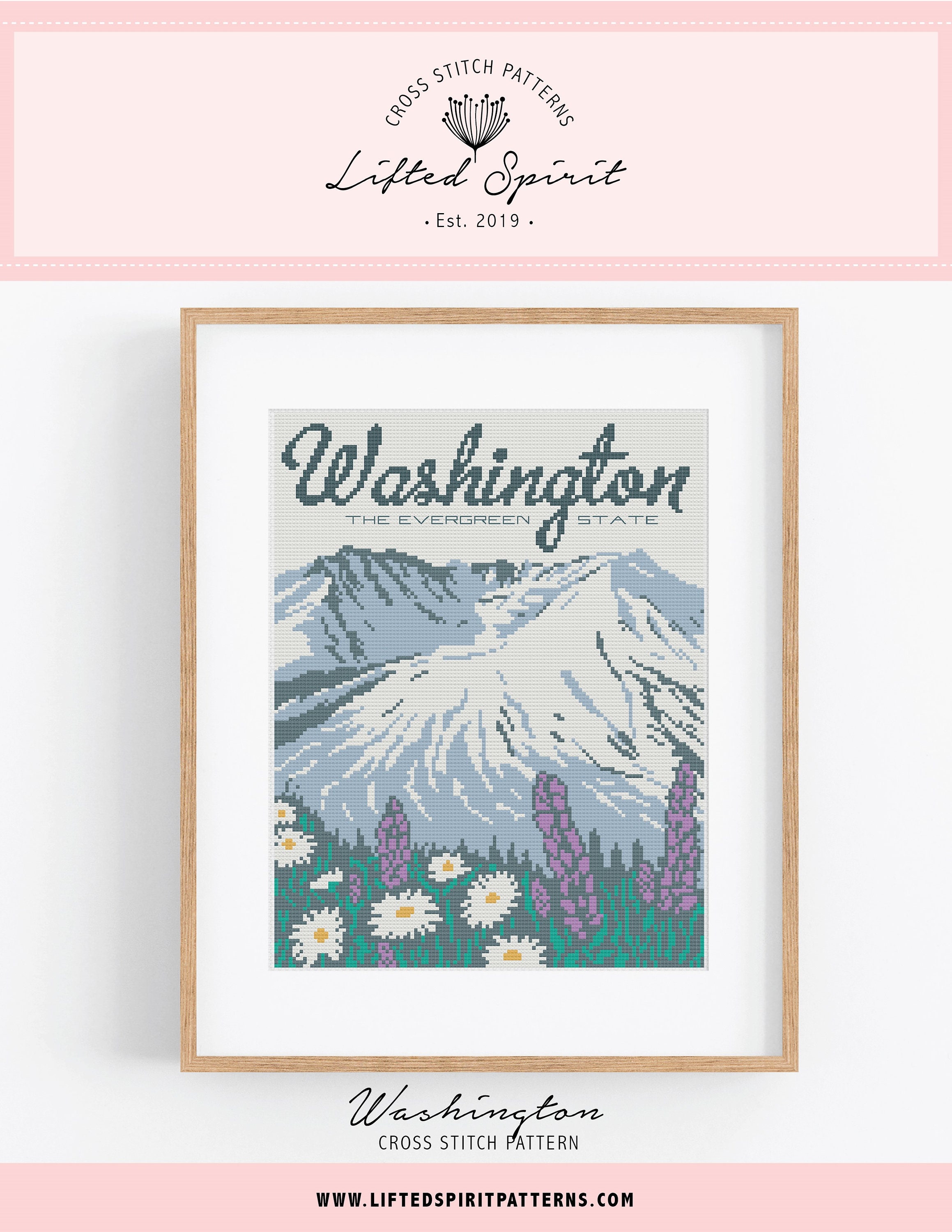 Vintage Travel 'washington' Cross Stitch Pattern - Vintage Style Mount ...