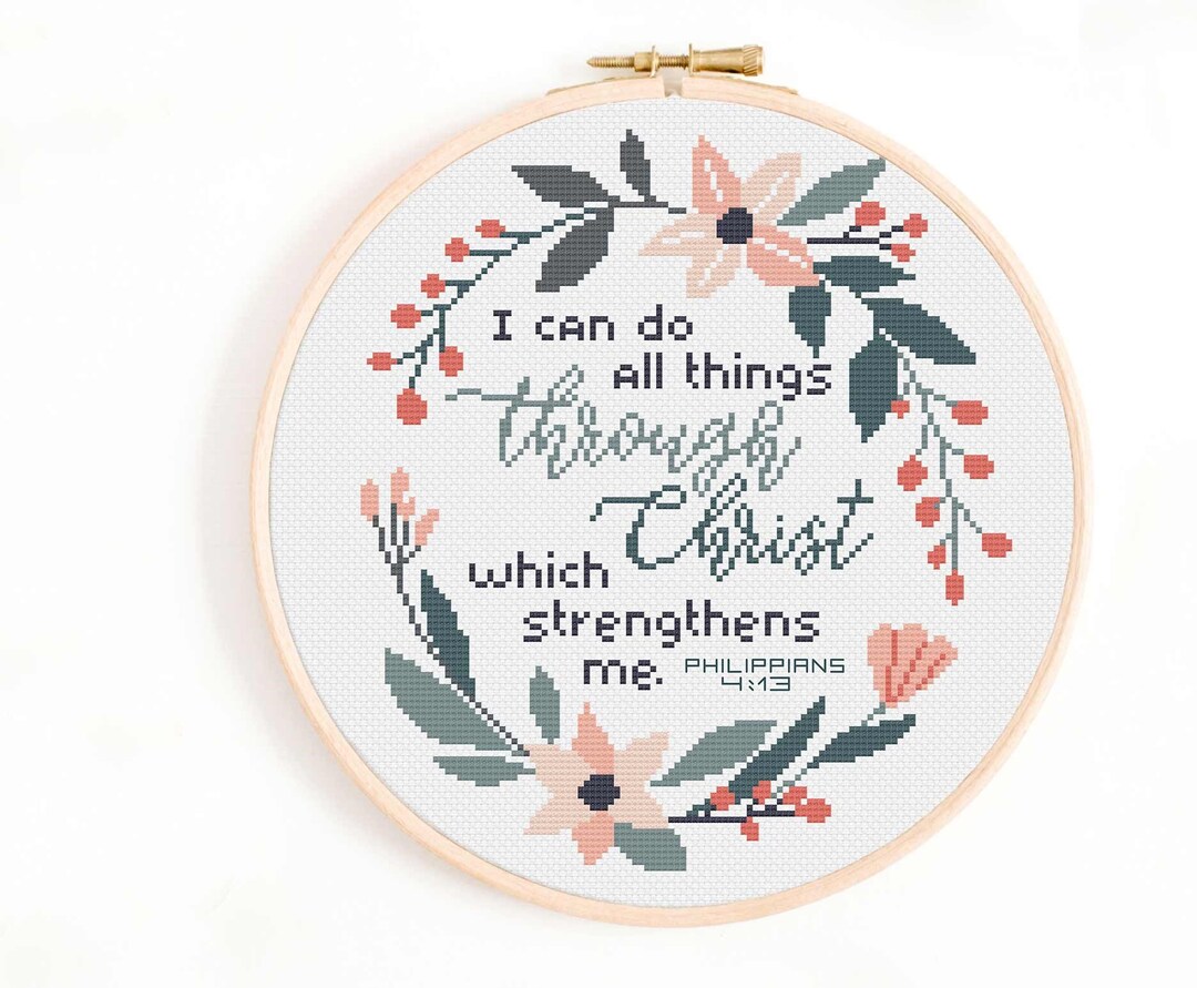 Christian Cross Stitch Pattern I Can Do All Things Through Christ Which ...