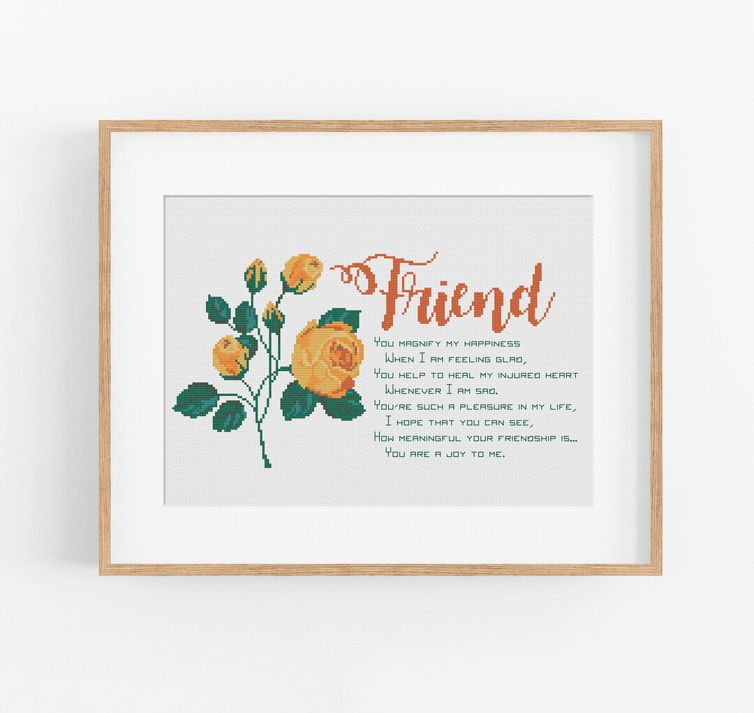 A Rose for a Friend Cross Stitch Pattern - Gift for Friend Cross Stitch ...