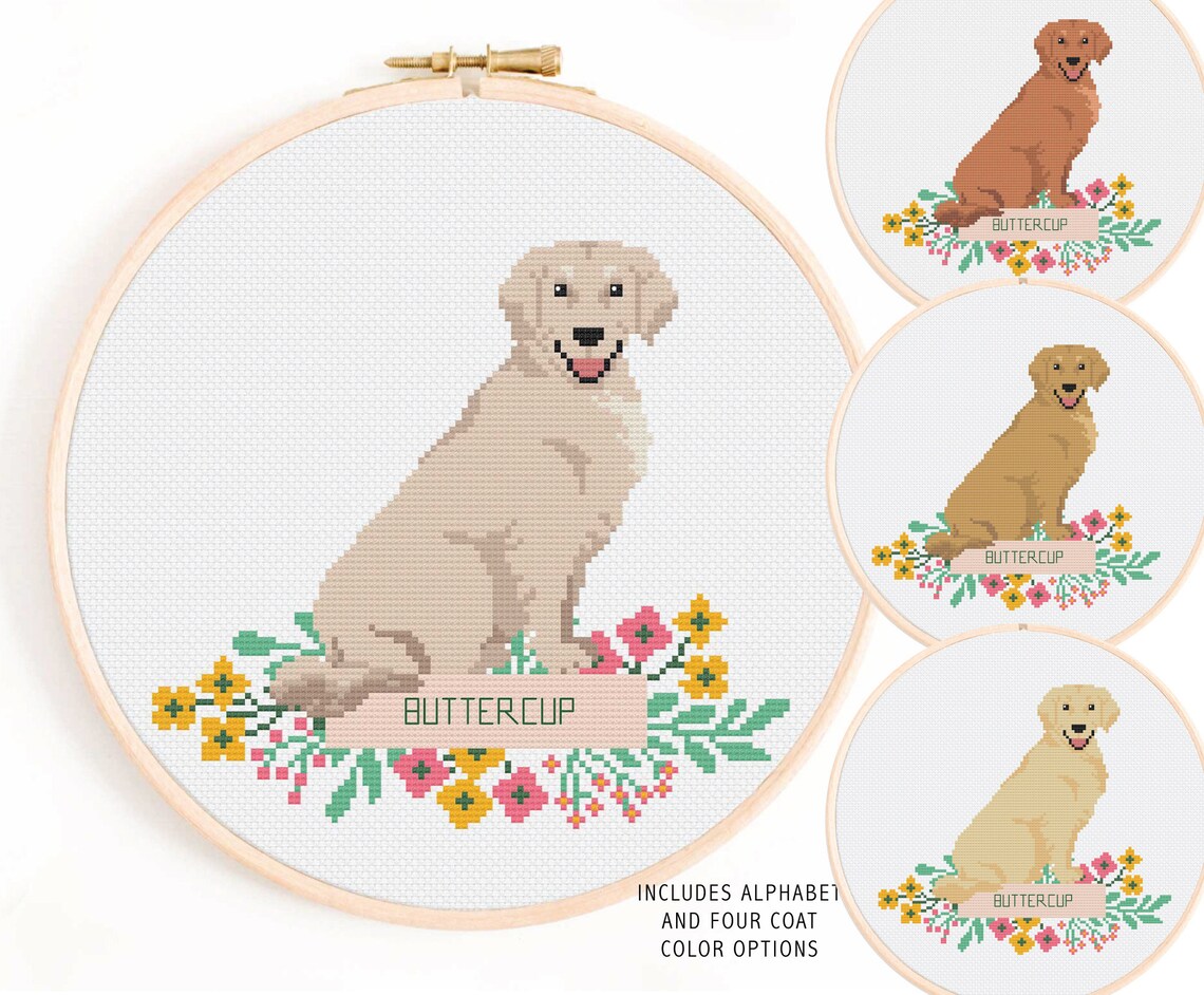 Golden Retriever Cross Stitch Pattern Personalise Your Own - Etsy
