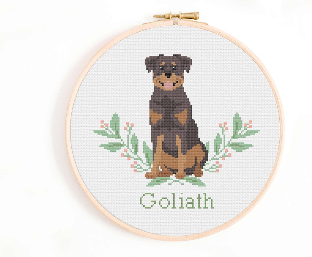 Rottweiler Cross Stitch Pattern: Personalized Dog Nameplate (PDF ...