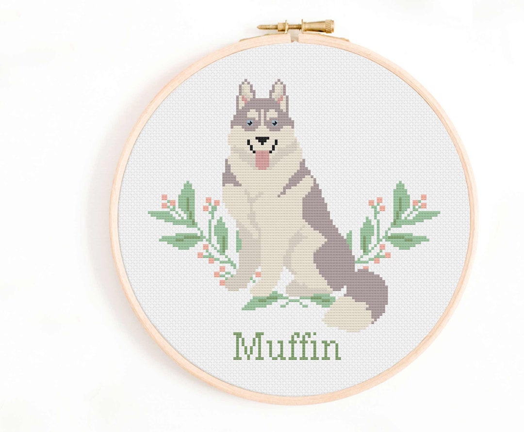 Husky Cross Stitch Pattern - Personalise Your Own Dog Nameplate Pattern ...