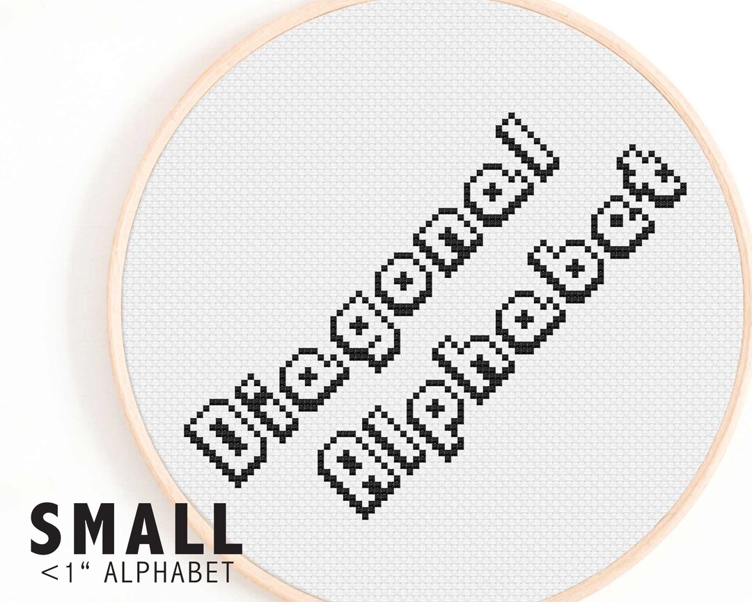 Small Diagonal Alphabet Cross Stitch Pattern - 45 Degree Angled Cross ...