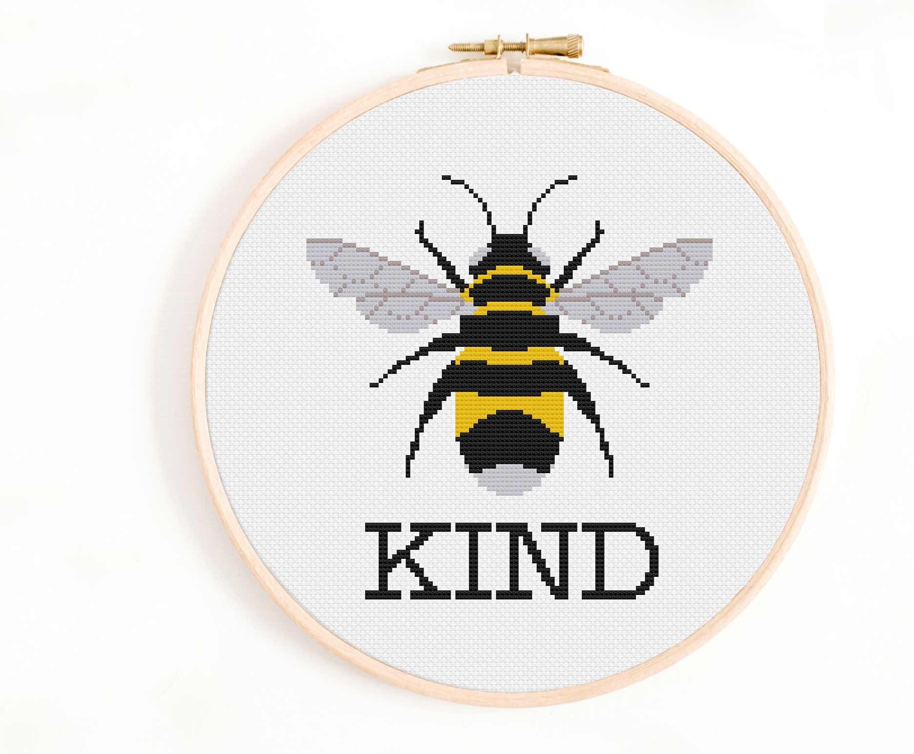 Bee Kind Cross Stitch Pattern Bumble Bee Cross Stitch - Etsy