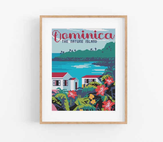 Vintage Travel Dominica Cross Stitch Pattern Caribbean Cross - Etsy