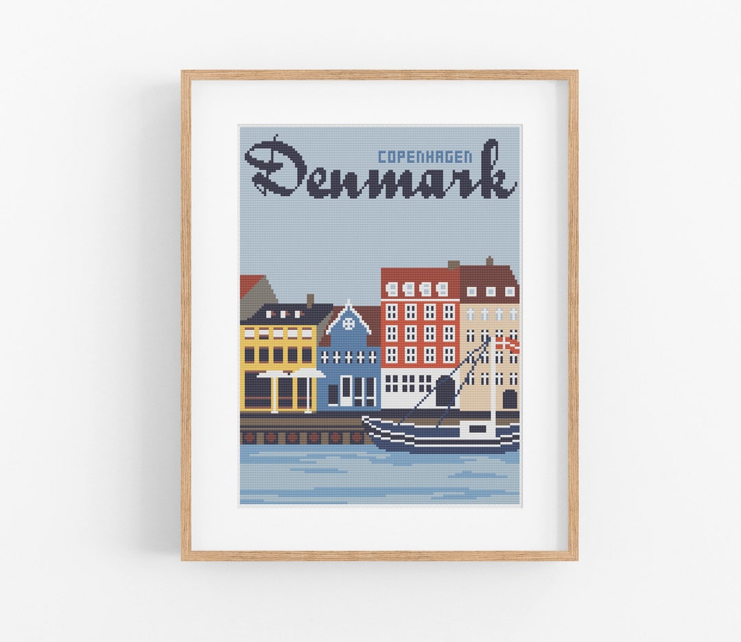 Vintage Travel Denmark Cross Stitch Pattern - Vintage Style Nordic ...
