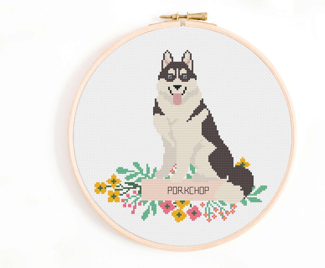 Husky Cross Stitch Pattern - Personalise Your Own Dog Nameplate Pattern ...