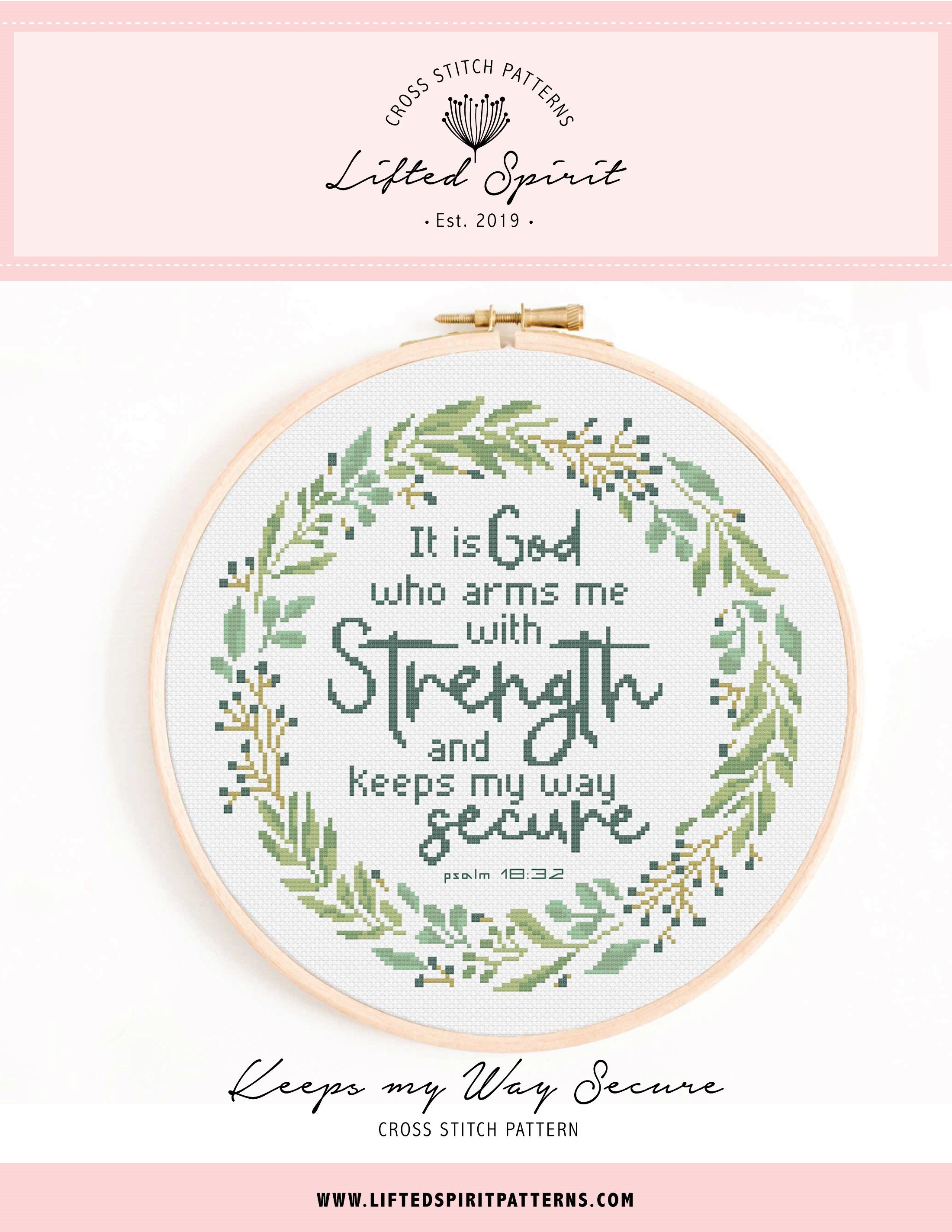 Christian Cross Stitch Pattern It is God Who Arms Me With - Etsy