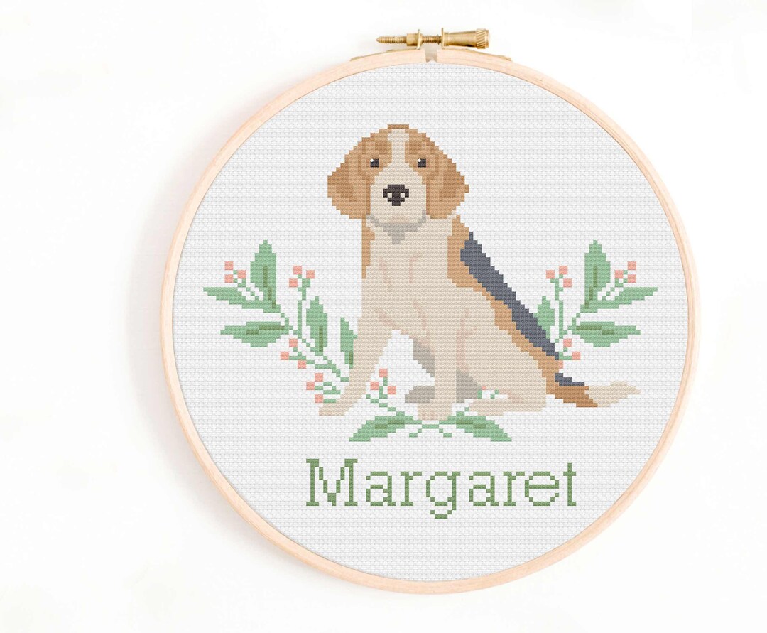 Beagle Cross Stitch Pattern - Personalize Your Own Beagle Nameplate ...