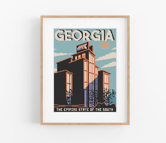 Vintage Travel 'georgia' Cross Stitch Pattern | Etsy