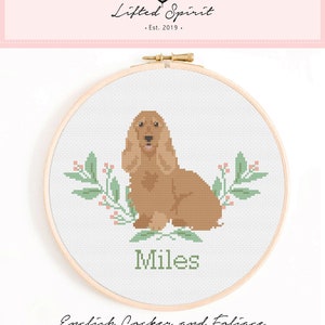 English Cocker Spaniel Cross Stitch Pattern - Personalise Your Dog ...