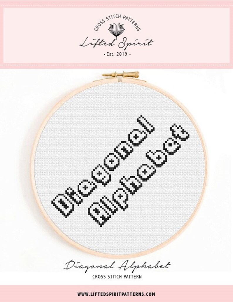Small Diagonal Alphabet Cross Stitch Pattern - 45 Degree Angled Cross ...
