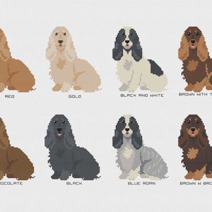 English Cocker Spaniel Cross Stitch Pattern - Personalise Your Dog ...