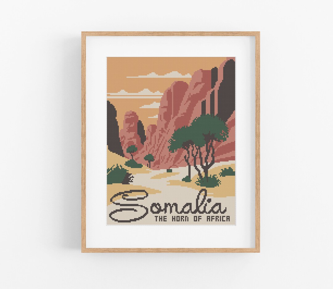 Vintage Travel Somalia Cross Stitch Pattern - Africa Cross Stitch ...