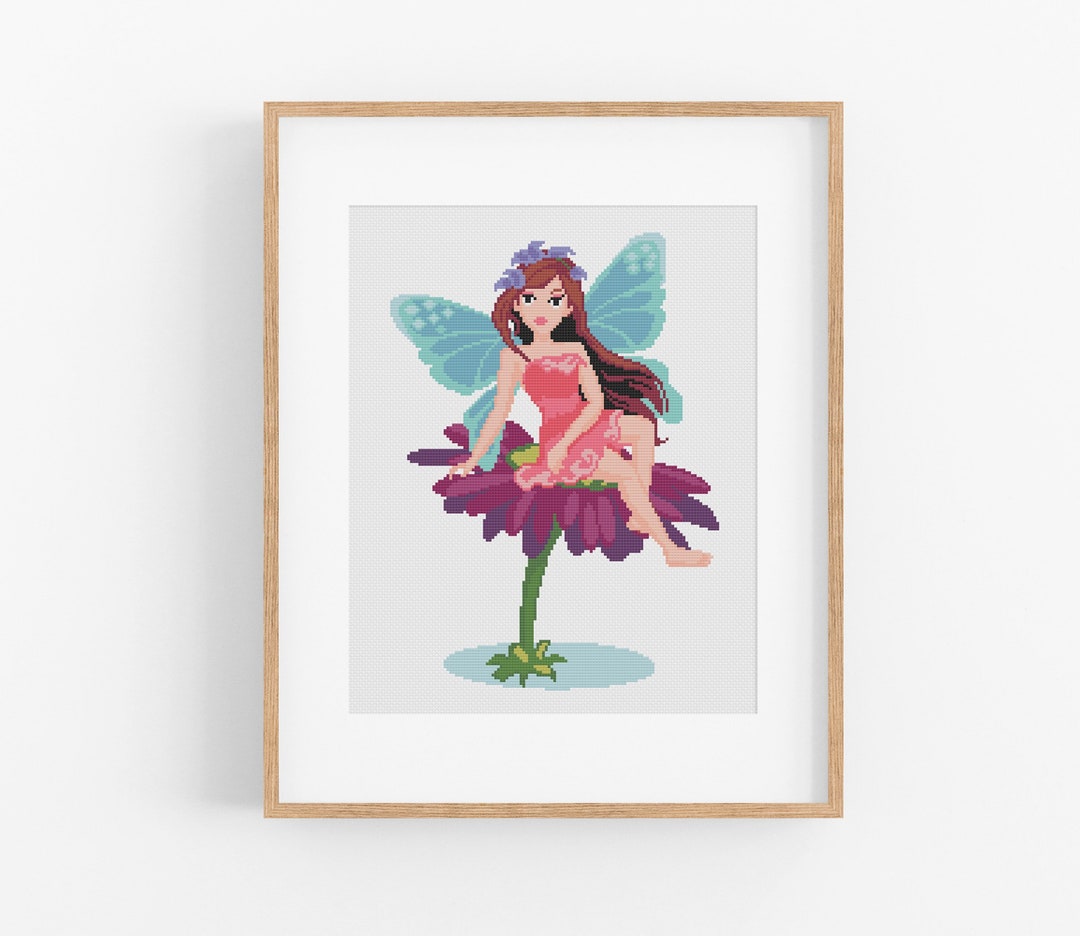 Fairy on a Flower - Fairy Princess Cross Stitch Pattern - Faeries Cross ...