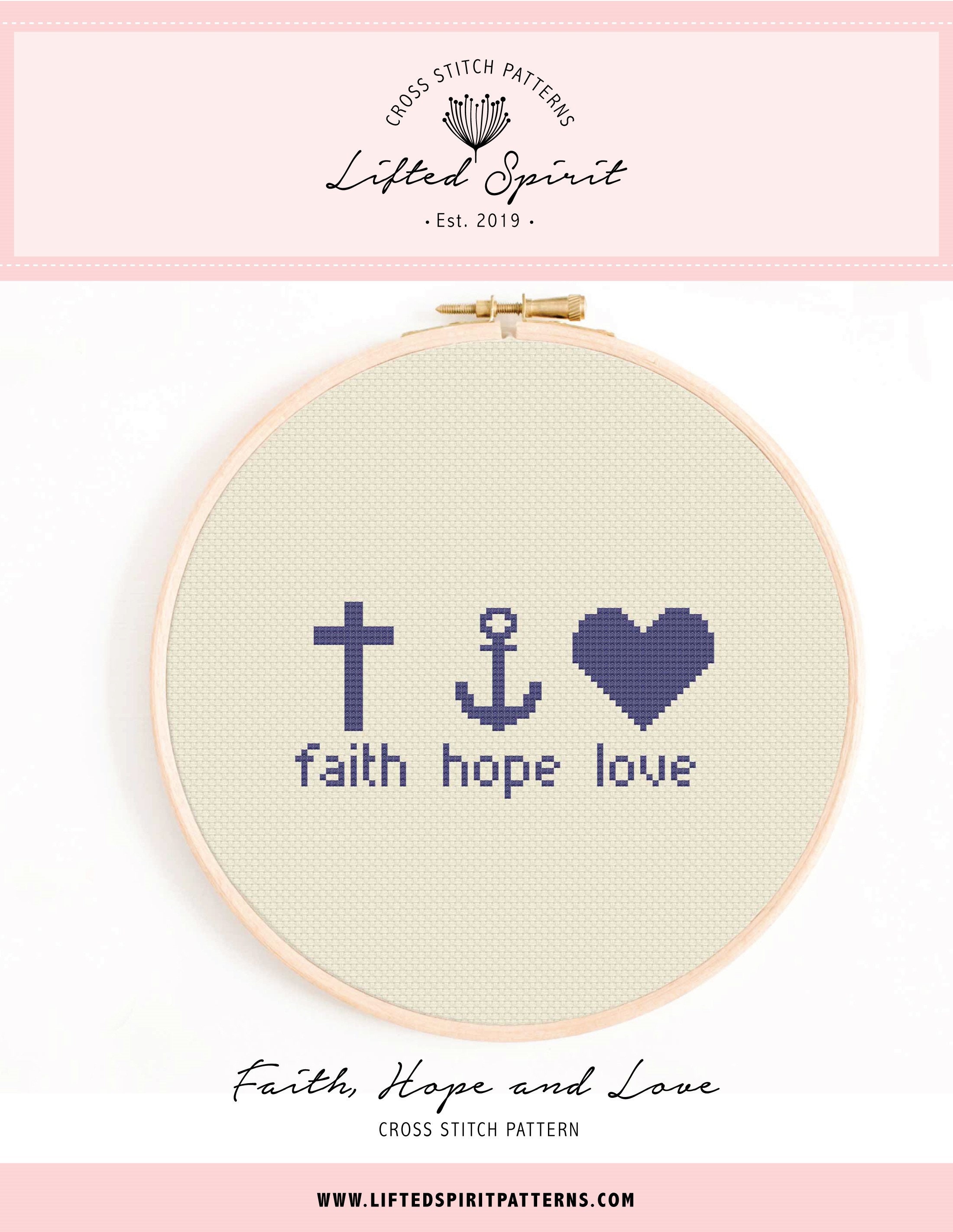 Faith Hope and Love Cross Stitch Pattern - Bible Cross Stitch Pattern ...