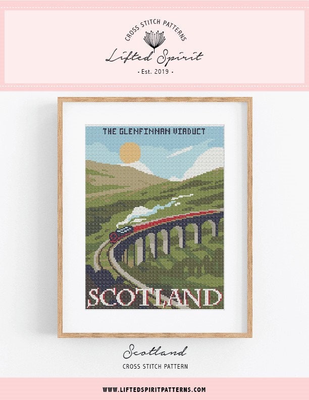 Vintage Travel Scotland Cross Stitch Pattern Vintage Style - Etsy
