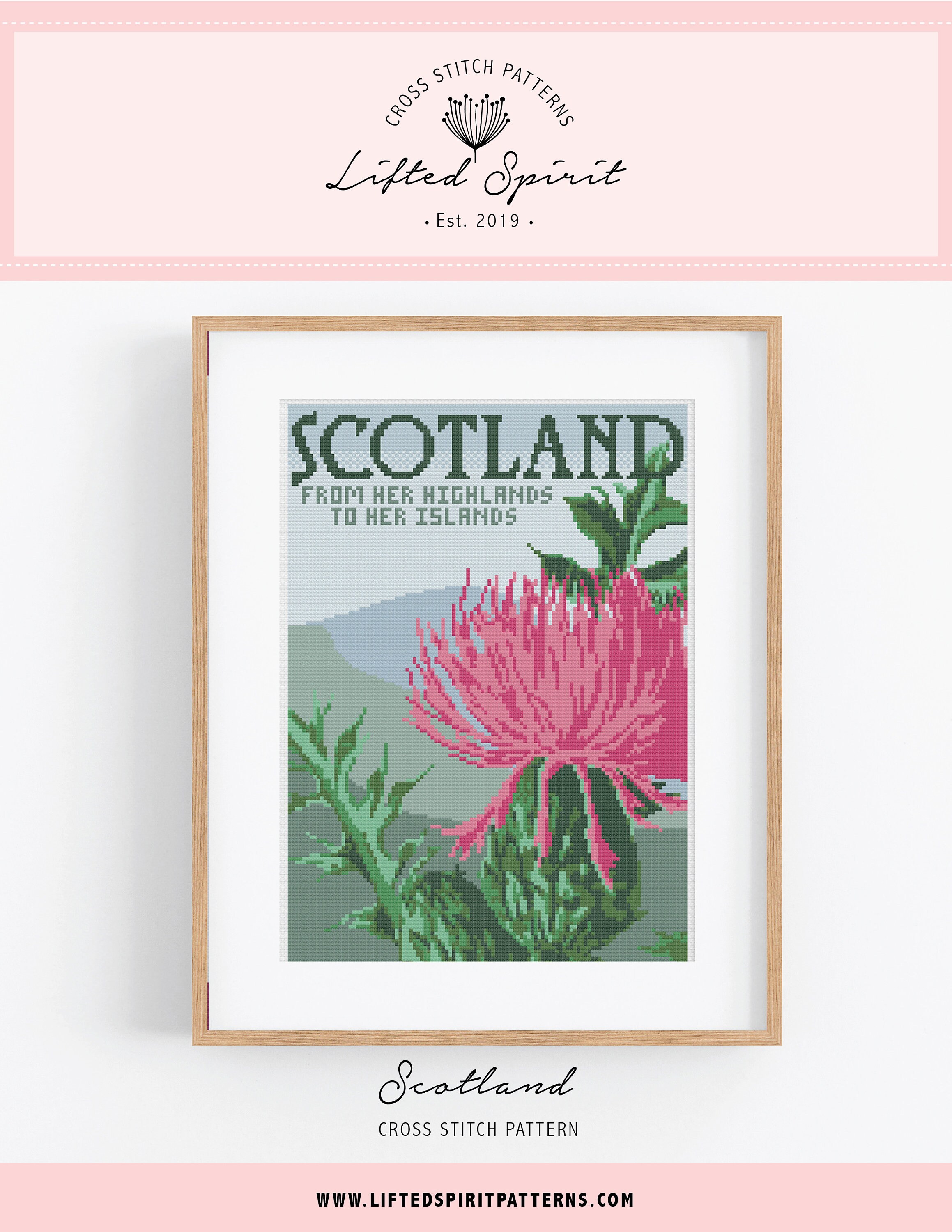 Vintage Travel Scotland Cross Stitch Pattern - Vintage Style Scottish ...